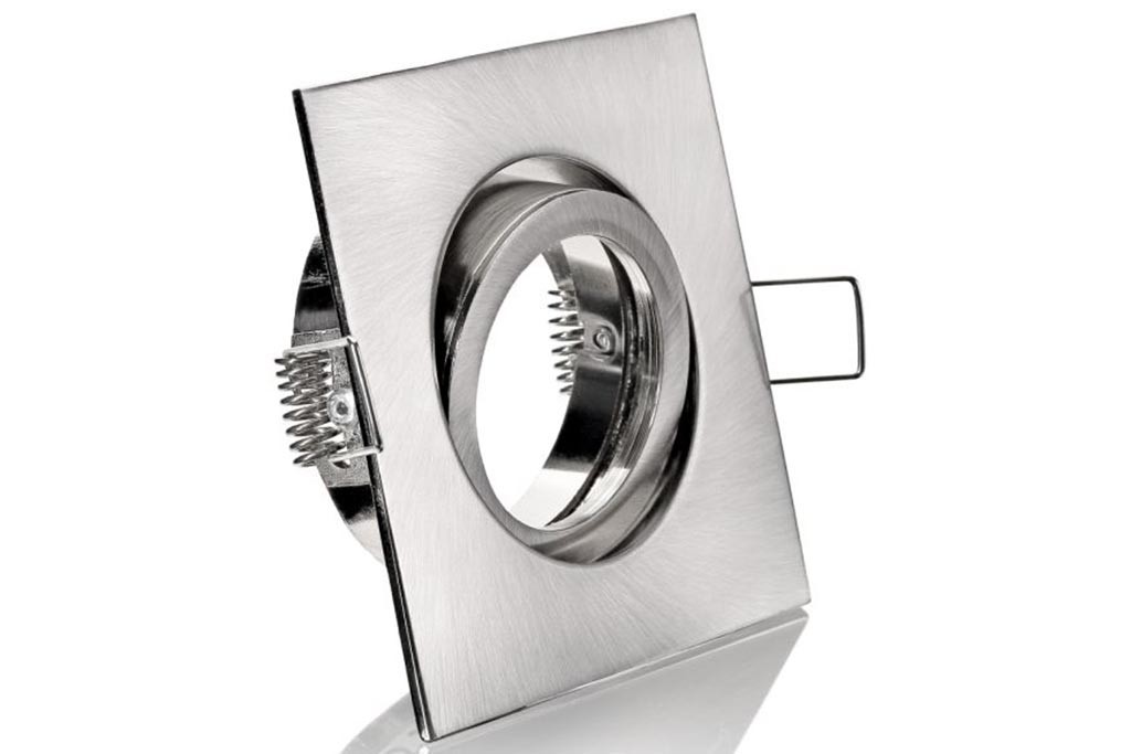 Pivoting square spotlight frame for Ø 5 cm matt chromium