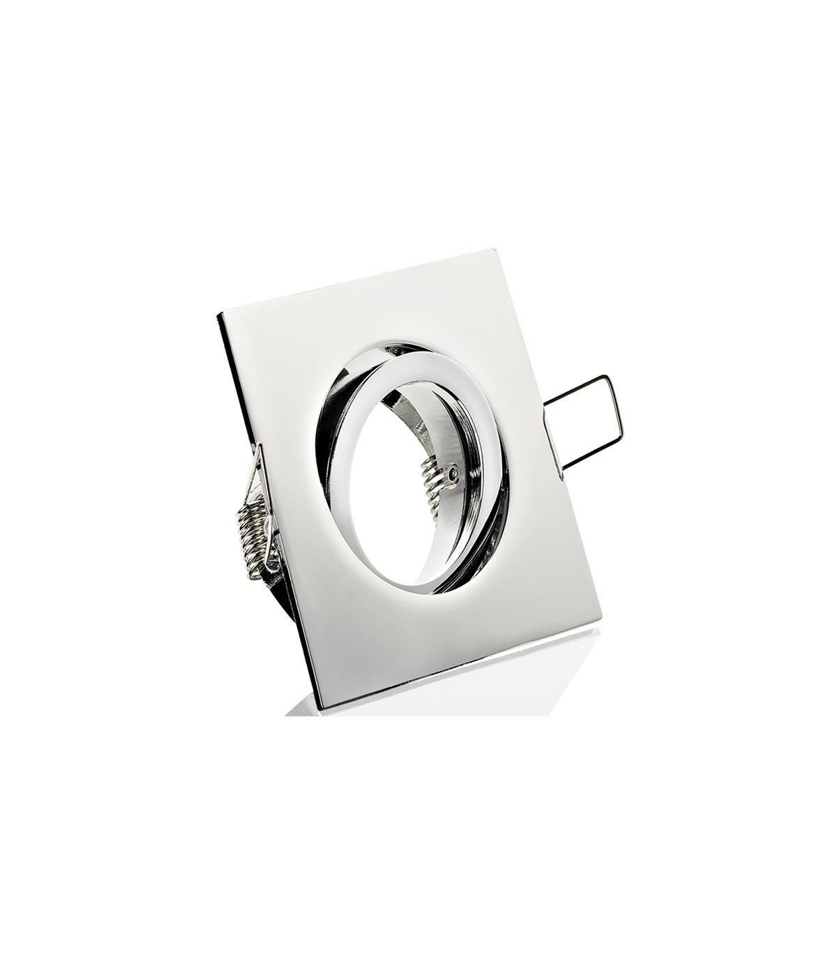 Pivoting square spotlight frame for Ø 5 cm glossy chromium